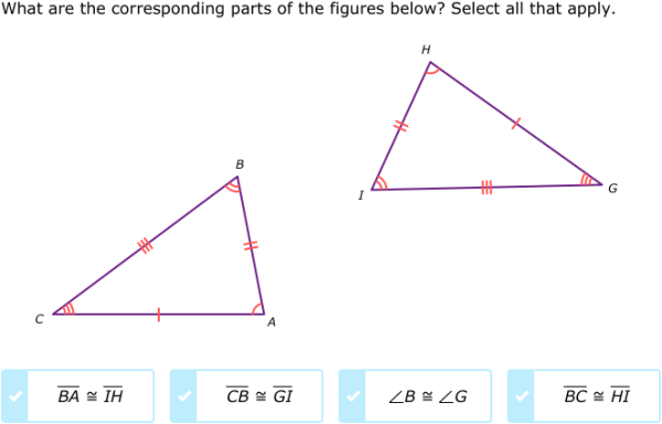 IXL - Congruence statements and corresponding parts (Year 9 maths practice)