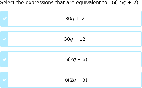 IXL - Identify equivalent linear expressions (Year 11 maths practice)