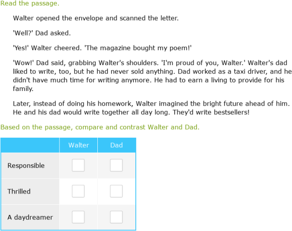 IXL Compare And Contrast Characters Year 6 English Practice 