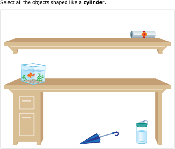 IXL - Three-dimensional shapes in the real world II (Year 1 maths practice)