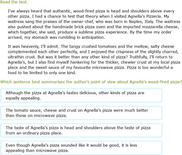 IXL - Determine the author's point of view (Year 9 English practice)
