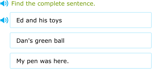 IXL - Find the complete sentence (Year 1 English practice)