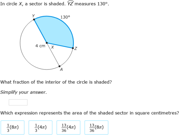 IXL - Understand arc length and sector area of a circle (Year 10 maths ...