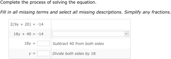 IXL - Solve equations: complete the solution (Year 11 maths practice)
