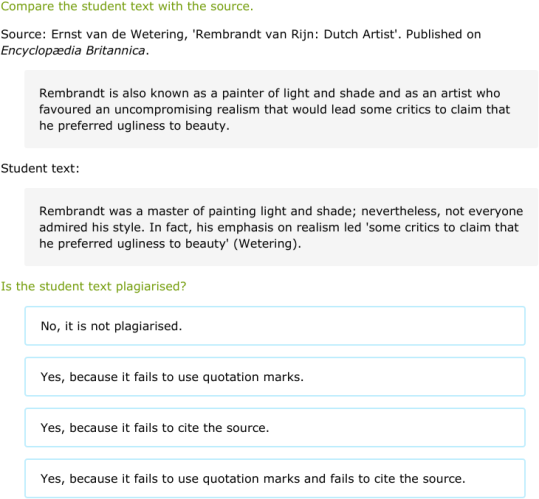IXL - Identify plagiarism (Year 11 English practice)