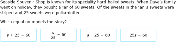 IXL - Write a one-step equation: word problems (Year 7 maths practice)