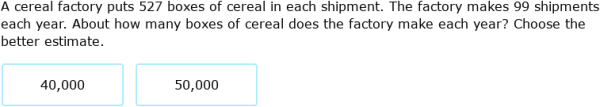 IXL - Estimate products: word problems (Year 6 maths practice)