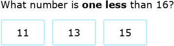 IXL - One less - up to 20 (Year 1 maths practice)