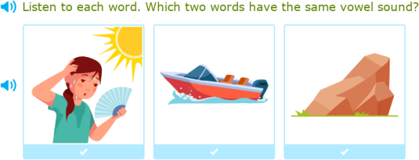 IXL - Which two words have the same vowel sound? (Year 2 English practice)