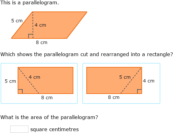 IXL - Understanding area of a parallelogram (Year 7 maths practice)