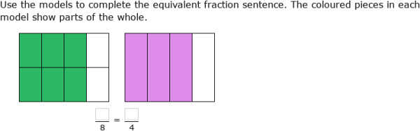 IXL - Find equivalent fractions using area models (Year 5 maths practice)