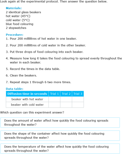 IXL - Understand an experimental protocol about diffusion (Year 8 ...