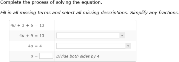 IXL - Solve equations: complete the solution (Year 9 maths practice)