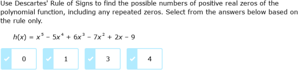 IXL - Descartes' Rule of Signs (Year 13 maths practice)