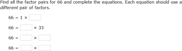 IXL - Find all the factor pairs of a number (Year 6 maths practice)