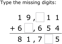 IXL - Addition up to six digits: fill in the missing digits (Year 5 ...