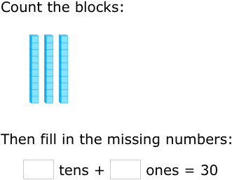 IXL - Count tens and ones - up to 30 (Year 1 maths practice)