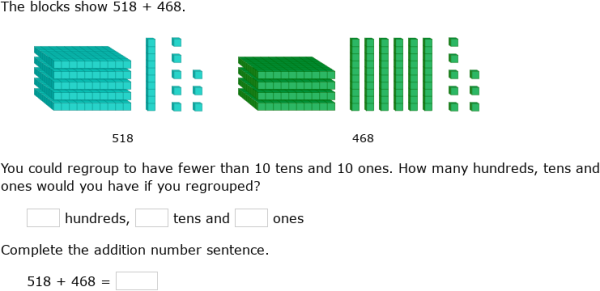 IXL - Use models to add three-digit numbers - regroup ones only (Year 3 ...
