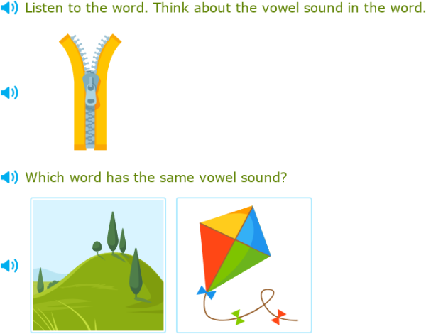IXL - Find the word with the same vowel sound (Year 2 English practice)