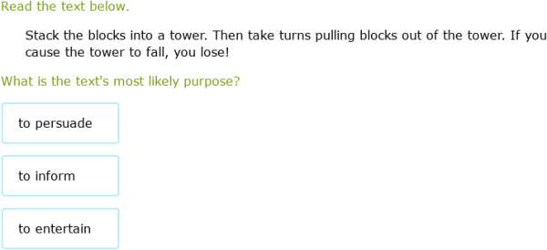 IXL - Identify the purpose of a text (Year 5 English practice)