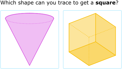 IXL - Identify shapes traced from solids (Year 2 maths practice)