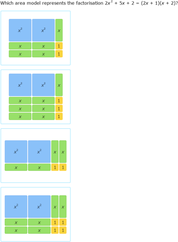 IXL - Factorise quadratics using algebra tiles (Year 12 maths practice)