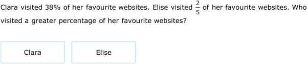 IXL - Compare percents and fractions: word problems (Year 7 maths practice)
