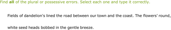 IXL - Identify and correct errors with plural and possessive nouns (Year 9 English practice)