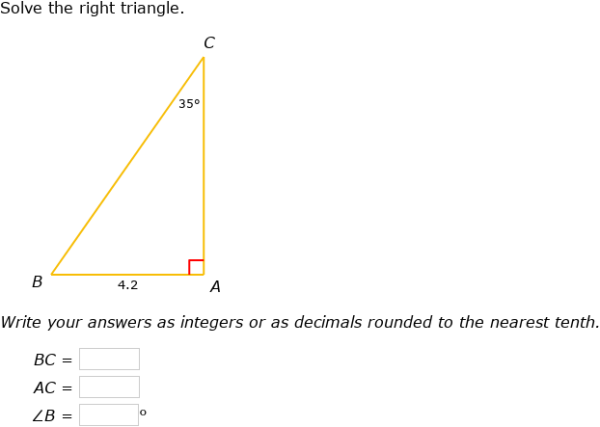 IXL - Solve a right triangle (Year 10 maths practice)