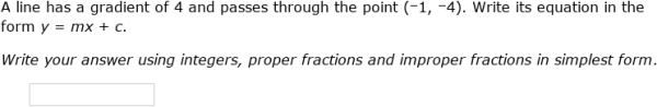 IXL - Write an equation in y=mx+c form from a gradient and a point (Year 9 maths practice)