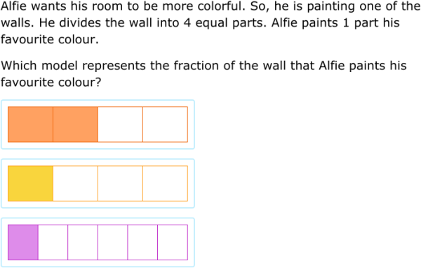 IXL - Halves, thirds and quarters of a whole: modelling word problems (Year 2 maths practice)
