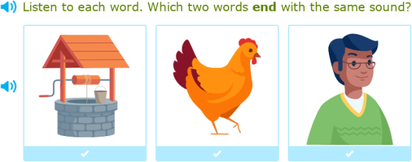 IXL - Which two words end with the same sound? (Reception English practice)