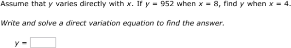 IXL - Write and solve direct variation equations (Year 10 maths practice)
