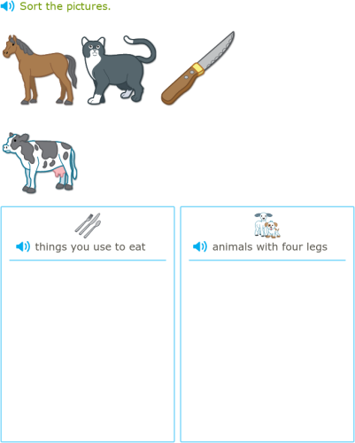 IXL - Sort objects into categories (Year 1 English practice)