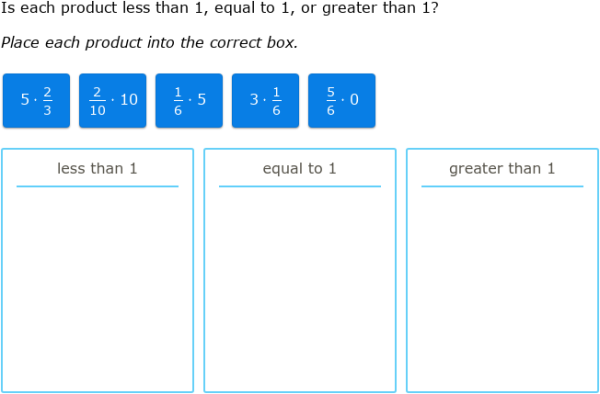 IXL - Multiply fractions and whole numbers: sorting (Year 7 maths practice)