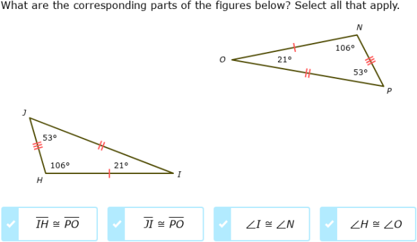IXL - Congruence statements and corresponding parts (Year 8 maths practice)