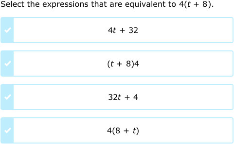 IXL - Identify equivalent linear expressions (Year 9 maths practice)