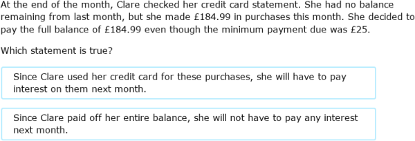 IXL - Debit cards and credit cards (Year 7 maths practice)