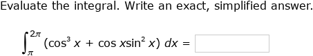 IXL - Evaluate definite integrals involving trigonometric functions ...