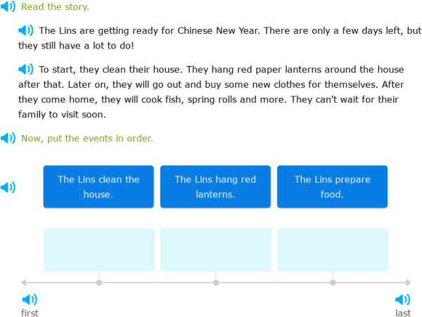 IXL - Order events in a story (Year 3 English practice)
