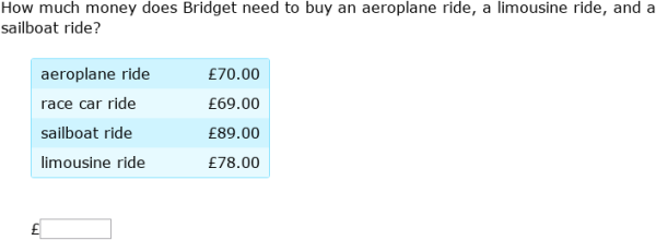 IXL - Price lists (Year 5 maths practice)