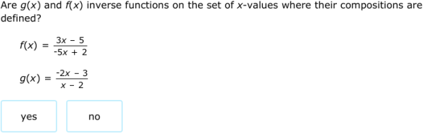 IXL - Check whether two rational functions are inverses (Year 13 maths ...