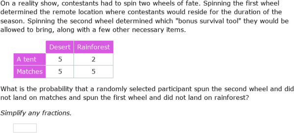 IXL - Find probabilities using two-way frequency tables (Year 8 maths practice)