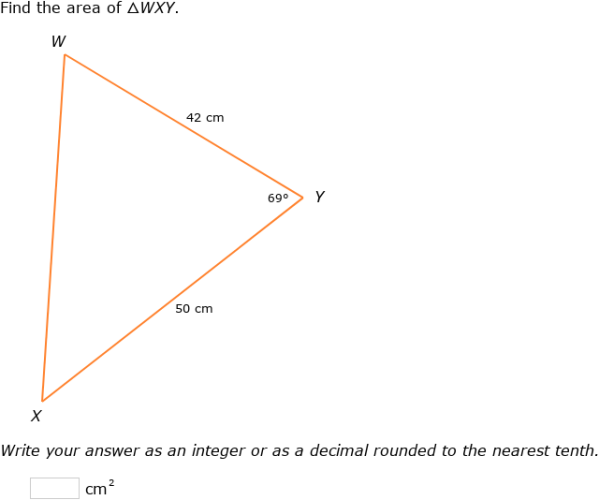 IXL - Area of a triangle: sine formula (Year 11 maths practice)