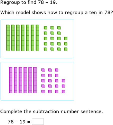 IXL - Use models to subtract two-digit numbers - with regrouping (Year 2 maths practice)