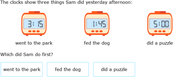 IXL - Compare clocks (Year 3 maths practice)