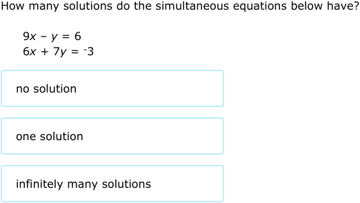 IXL - Find the number of solutions to simultaneous equations (Year 10 maths practice)