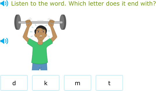 IXL - Which letter does the word end with? (Year 2 English practice)