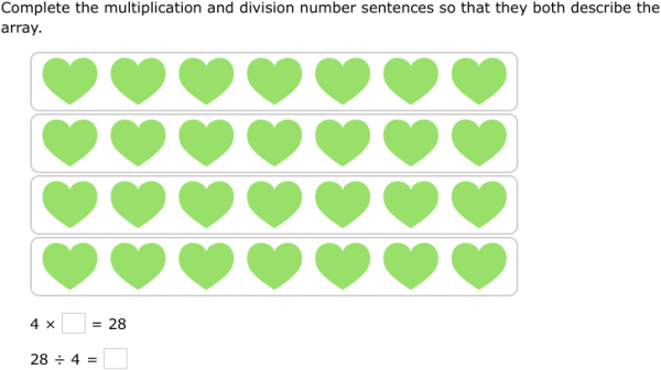 IXL - Relate multiplication and division for arrays (Year 3 maths practice)