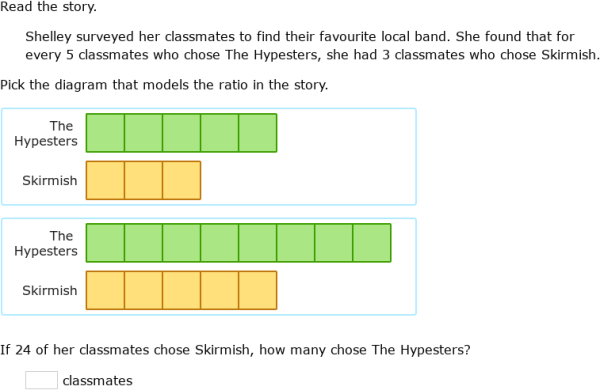 IXL - Use bar diagrams to solve ratio word problems (Year 7 maths practice)